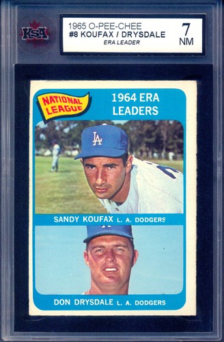 1965 TOPPS OPC O PEE CHEE #8 SANDY KOUFAX DON DRYSDALE Leaders KSA 7 NM ...