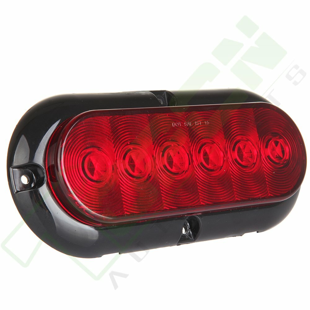 2X Trailer Truck Red LED Surface Mount 6" Oval Stop Turn Tail Light ...