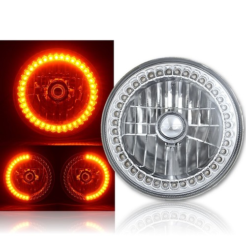 7" Amber LED Angel Eye Ring Motorcycle Halo Headlight Blinker Turn ...