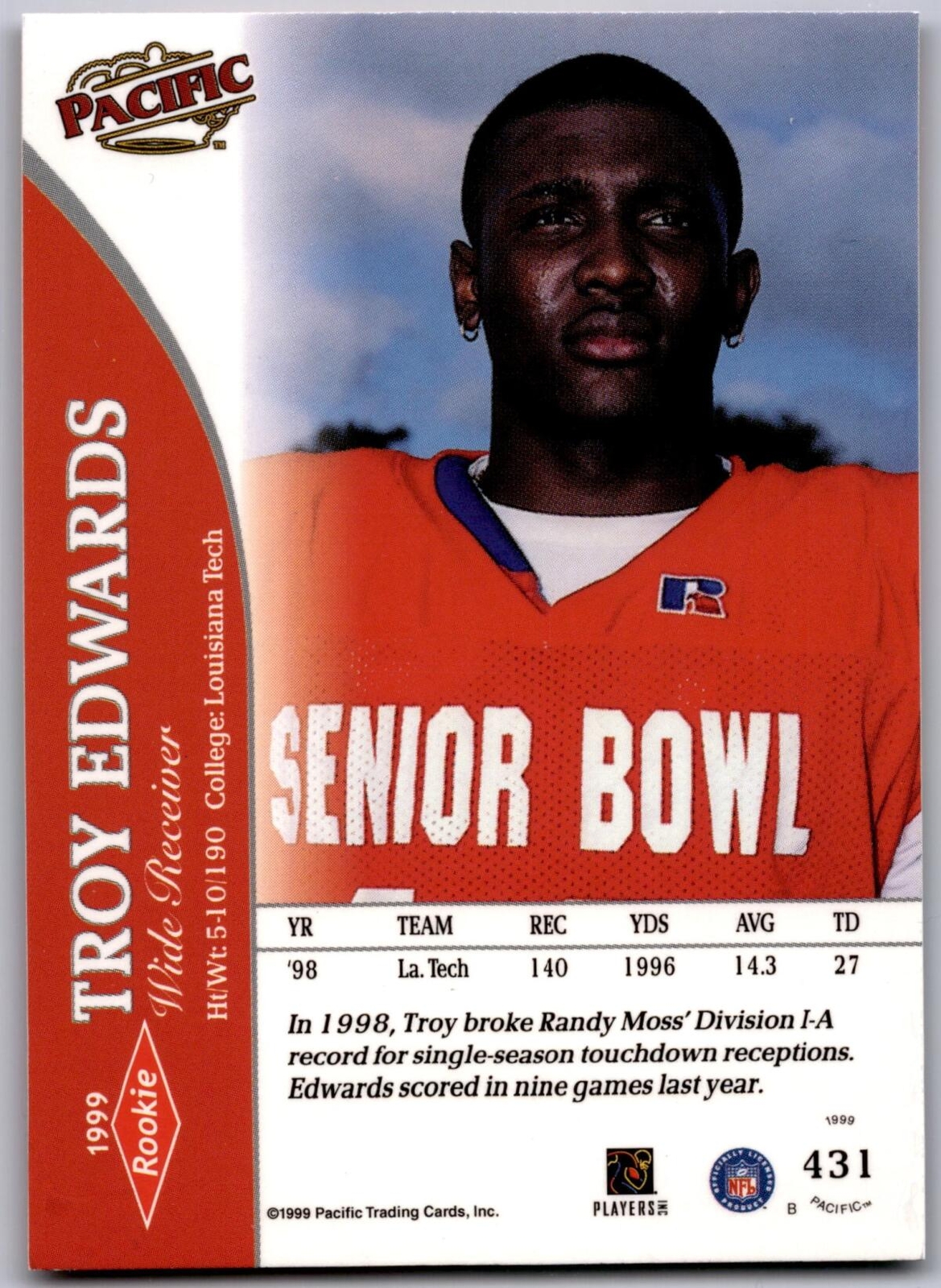 1999 Pacific - Red #431 Troy Edwards (RC) for sale online | eBay