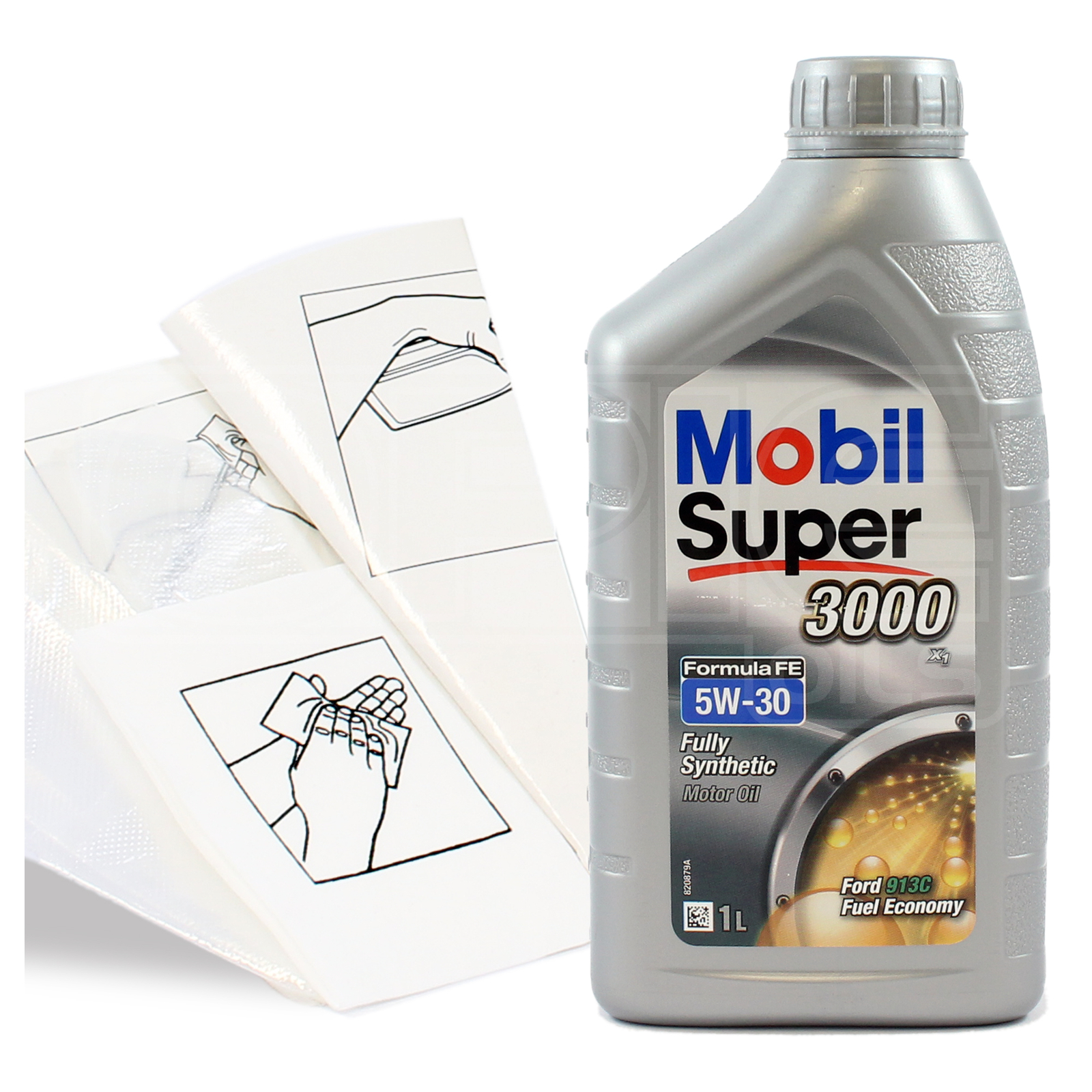 Engine Oil Top Up 1 LITRE Mobil Super 3000 X1 FE 5w-30 1L +Gloves,Wipes ...