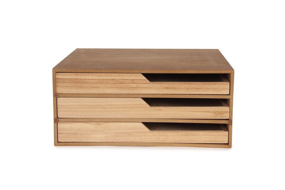 Futon Company Shallow Drawer Organiser Walnut Veneer A4 Desk Storage ...