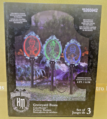 Disney Haunted Mansion 3 Graveyard Busts Halloween Gemmy Pathway ...