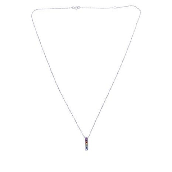 HSN Colleen Lopez Sterling Silver Multi Sapphire Pendant 20" with Chain ...