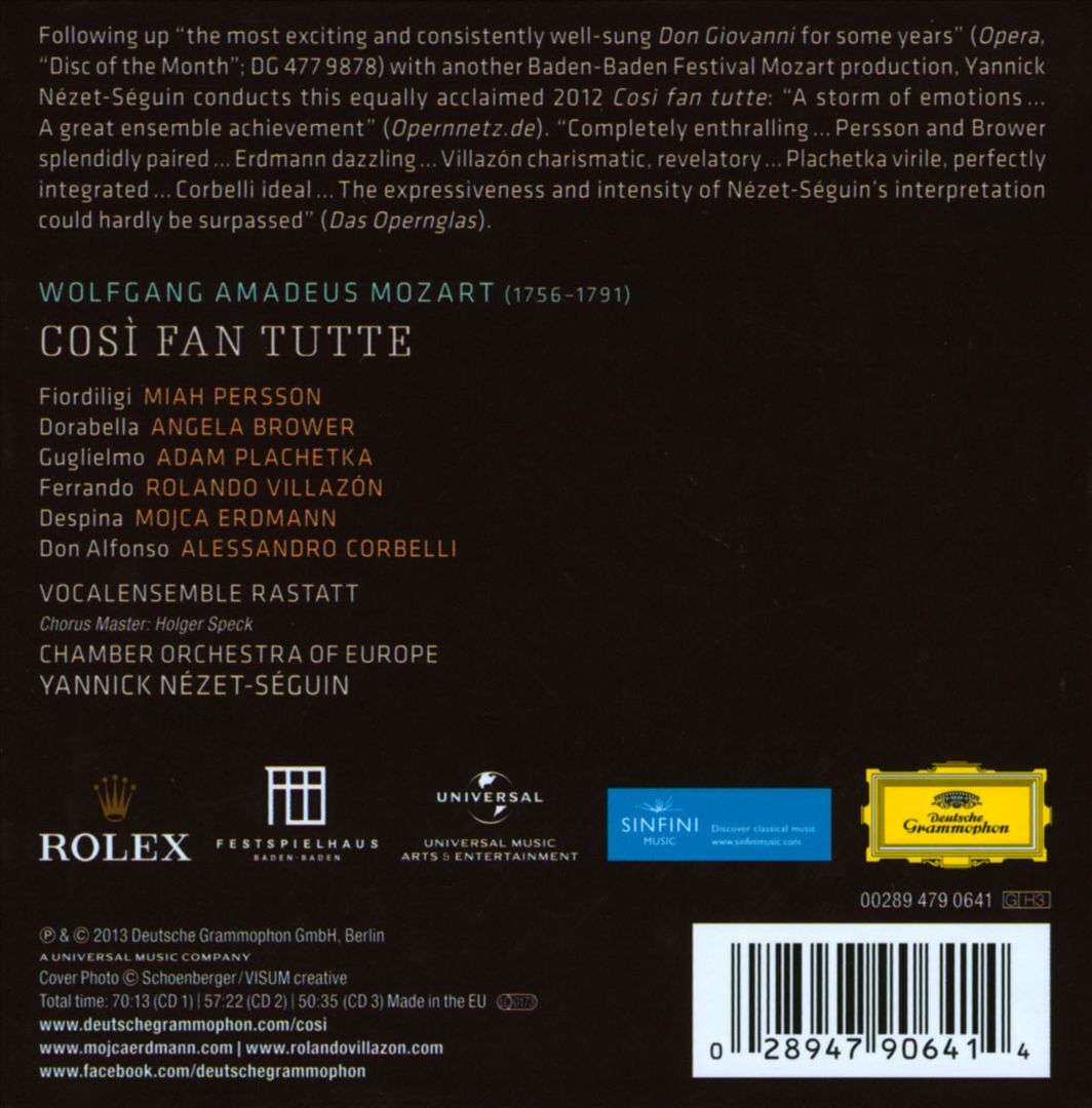 ROLANDO VILLAZÓN / MOJCA ERDMANN / YANNICK NÉZET-SÉGUIN MOZART: COSÌ ...