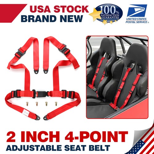 2" 4-Point Red Harness Racing Harness Quick Release Seat Belt Universal ...