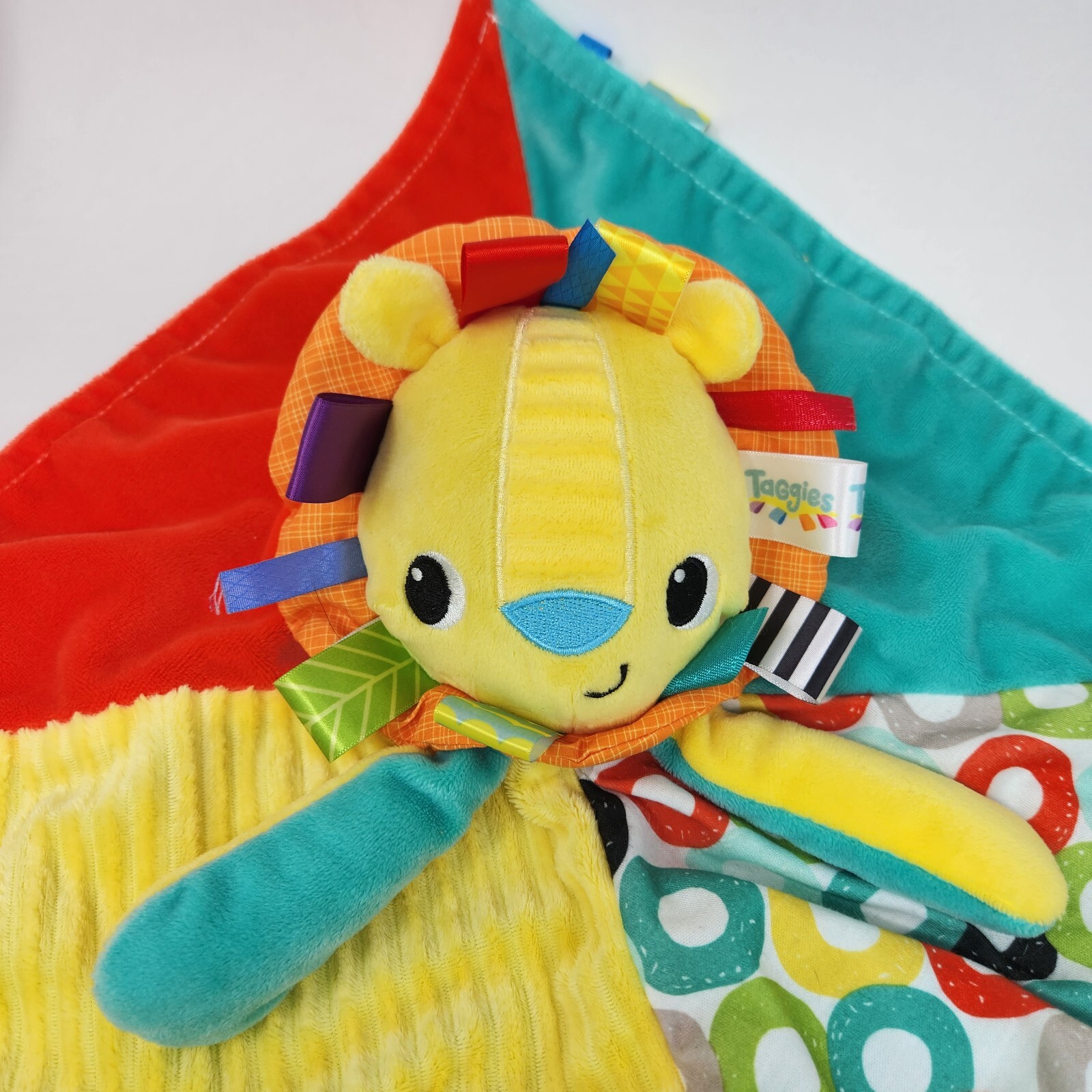 TAGGIES BABY YELLOW & TEAL LION SECURITY BLANKET STUFFED ANIMAL PLUSH ...