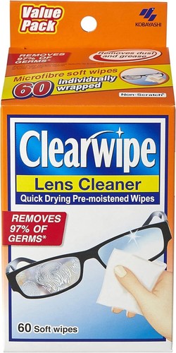 Clearwipe Lens Cleaner Alcohol Pre Moist Glasses Cleaning Wipe, 60 ...