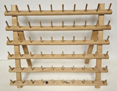 June Tailor 60 Sewing Thread Spool Holder Wood Standing Rack Folding ...