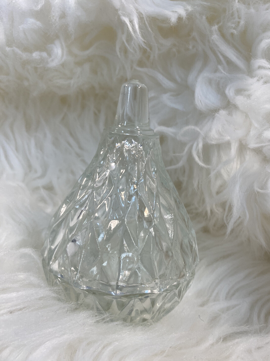 Vintage Romania Lead Crystal Pear Shaped Lidded Trinket Box Diamond Cut ...