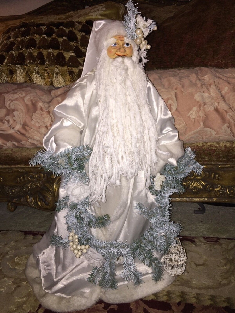 Victorian White Robed Santa Vintage Santa White Zip Sleeper