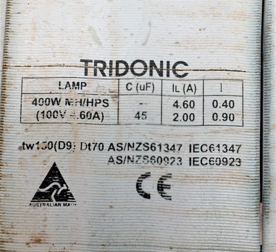 TRIDONIC.ATCO OGS400-100 240V 50Hz Ballast Suits Lamp 400W MH/HPS 100V ...