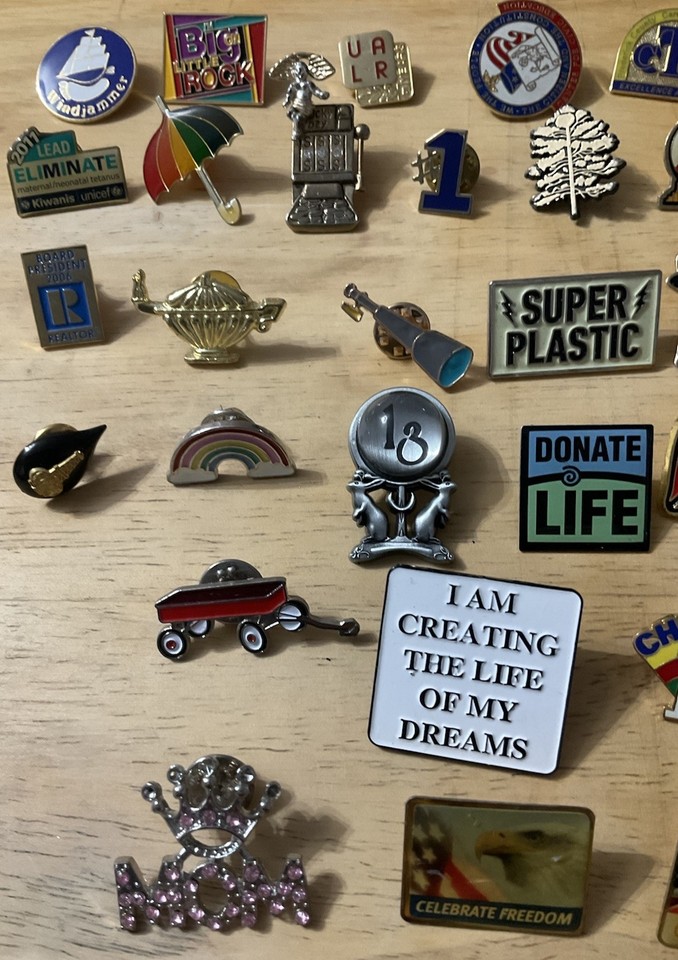 Vtg - Now Lapel Pin Lot Of 60 Variety Pinbacks Enamel Brooch | eBay