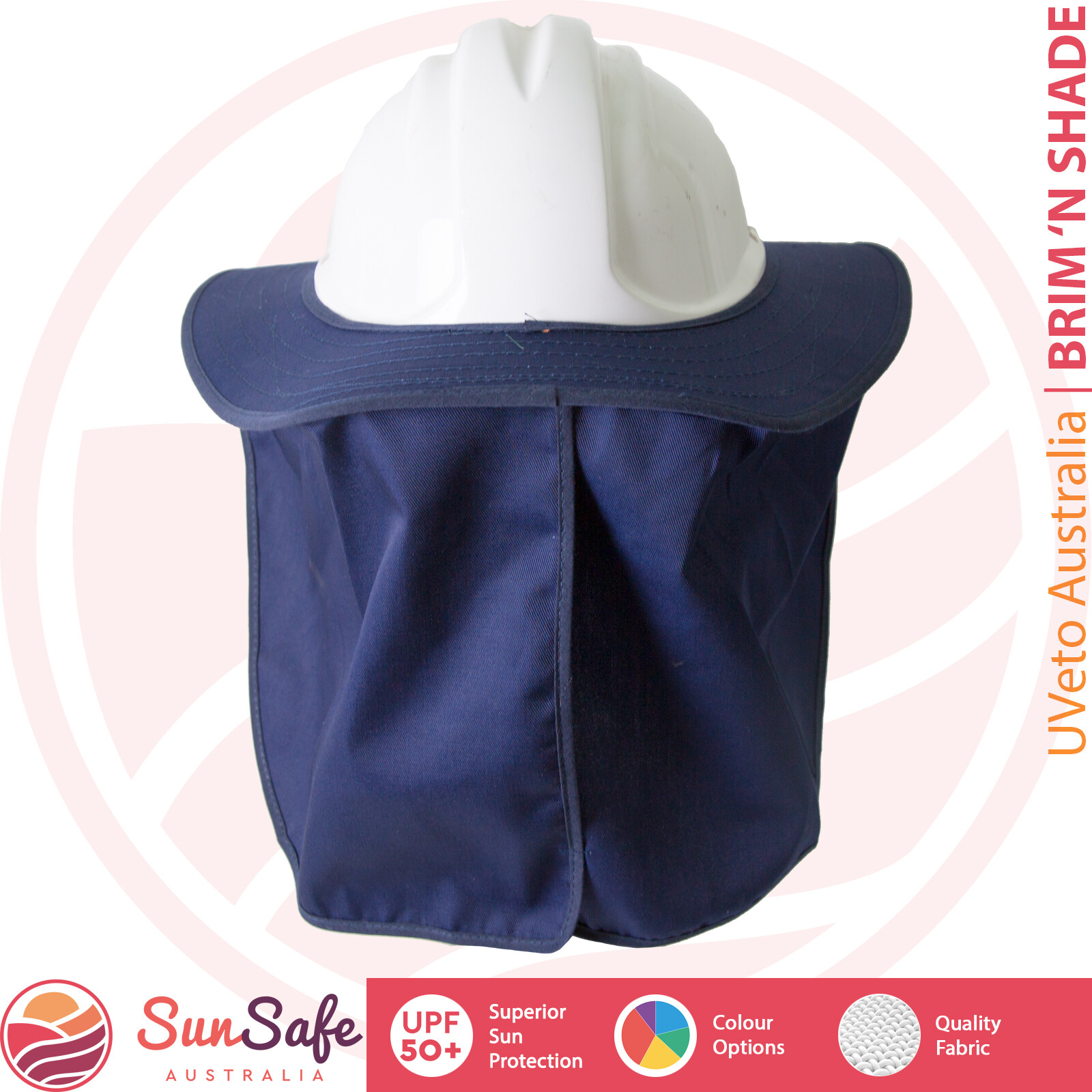 Hard Hat Helmet Brim with Flap Sun Shade UPF 50+ Brim 'N Shade UVeto ...