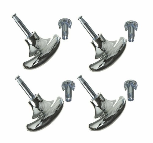 8x Chrome Feet Bed Legs Glides Castor & Insert For Divan Base Sofa ...