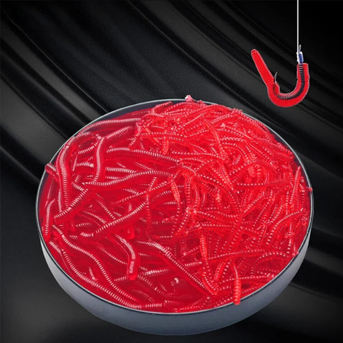 20Pcs-100Pcs Rubber Red Worms Lure Fishy Smell Soft Bloodworm Bait ...