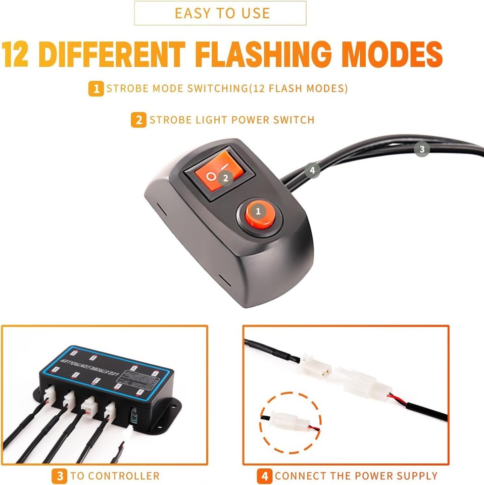 4pcs Purple White LED Strobe Lights Car Grille Flashing Lamp Kit w ...