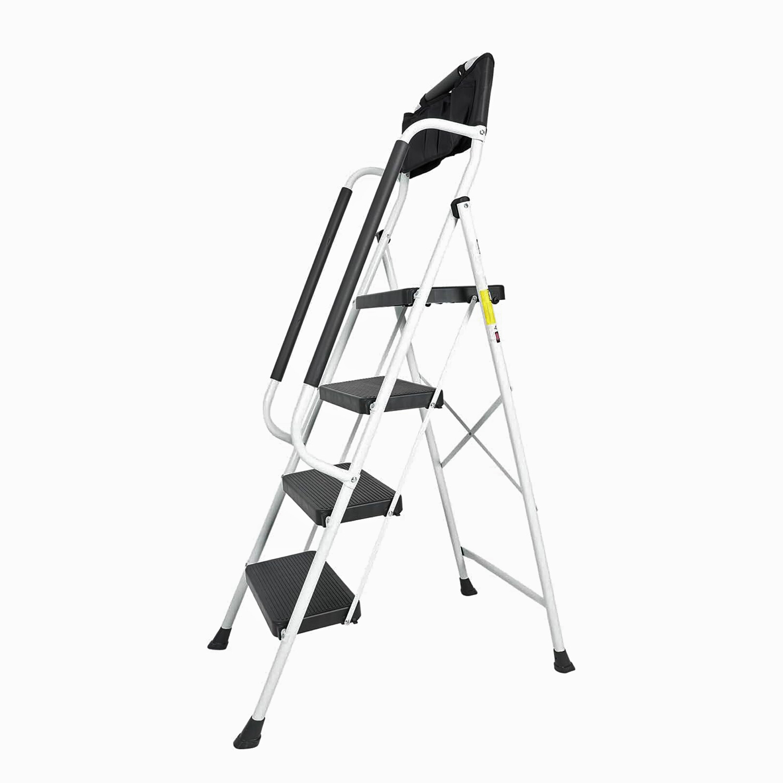 4 Step Non-Slip Stool Ladder with Handrails 330 lbs folding Attachable ...