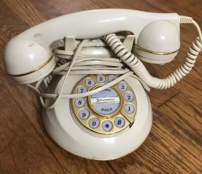 MICROTEL Knightsbridge Retro Dial Phone Redial&Hold Button Cream/Gold ...