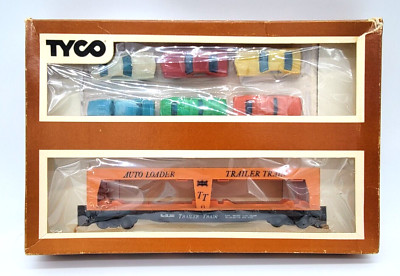 TYCO HO Scale Auto Loader Trailer Train w/ 6 Cars (ORIGINAL BOX ...