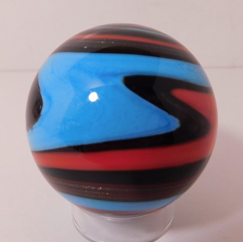 A Large New Handmade Reverse Corkscrew Art Glass Marble - 49 MM = 1-15/ ...