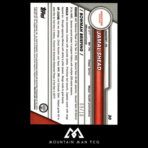 2023-24 Bowman University Chrome #30 Jamal Shead Red Shimmer Refractor ...