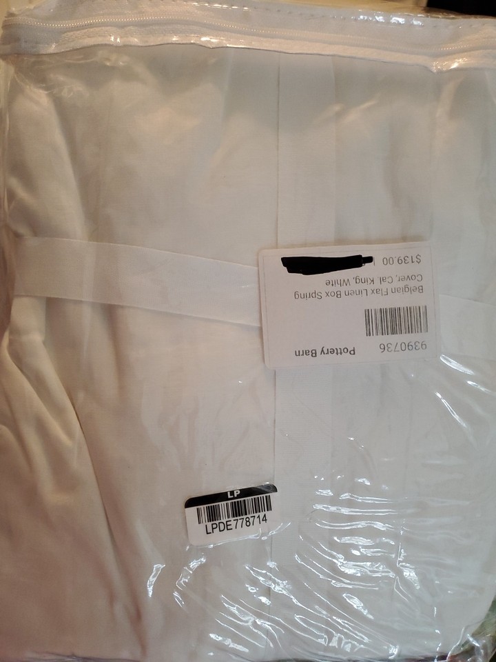 Pottery Barn Belgian Flax Linen California King, white, Box Spring ...