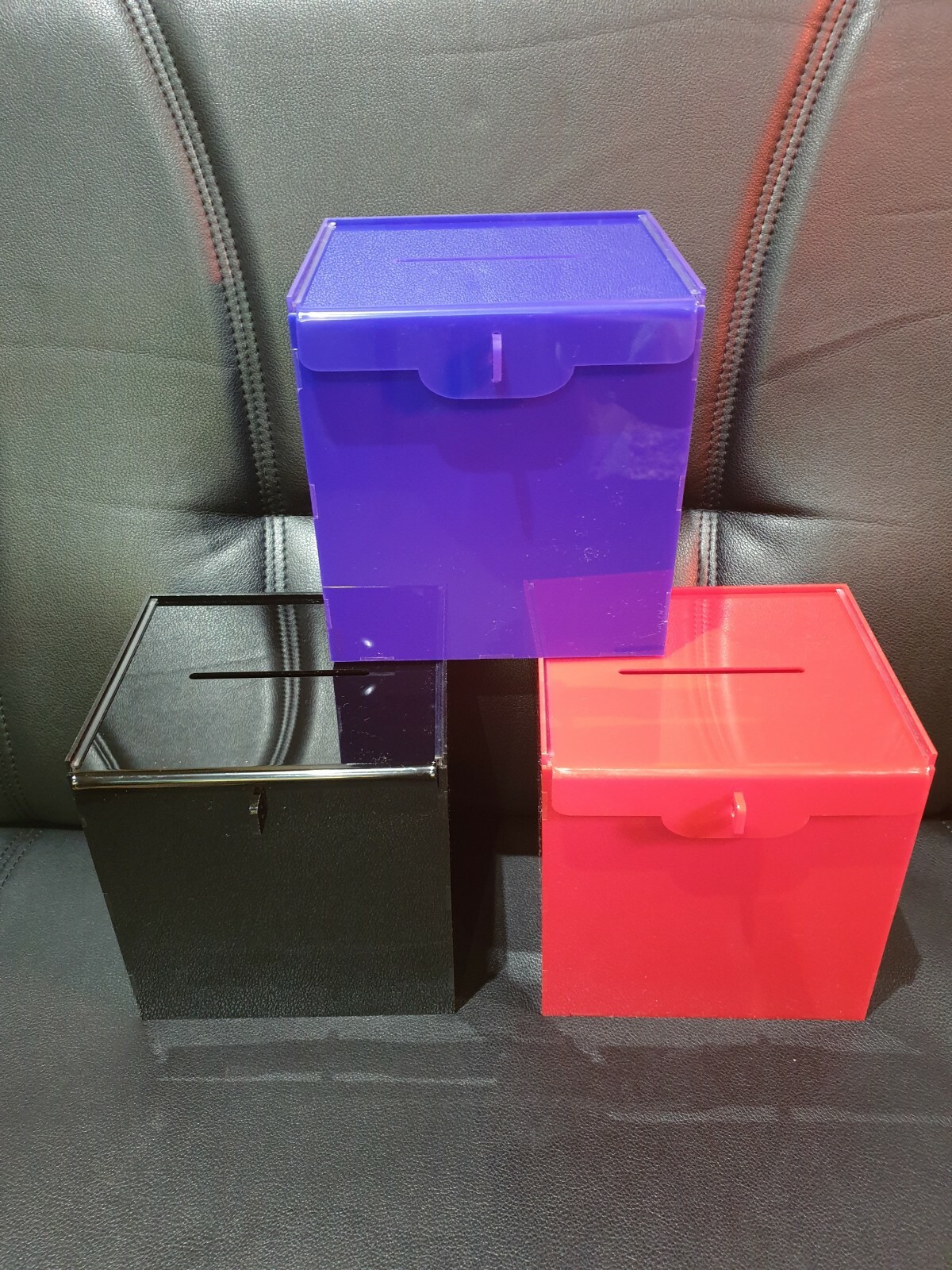 BLACK* Lockable Donation Box-Ballot Box-Suggestion Box-Tips-FB Acrylic ...