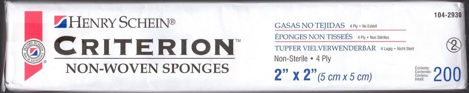 Henry Schein Non-Woven Sponges, 2"x2", Sterile, 4Ply, 6packsx200, brand ...
