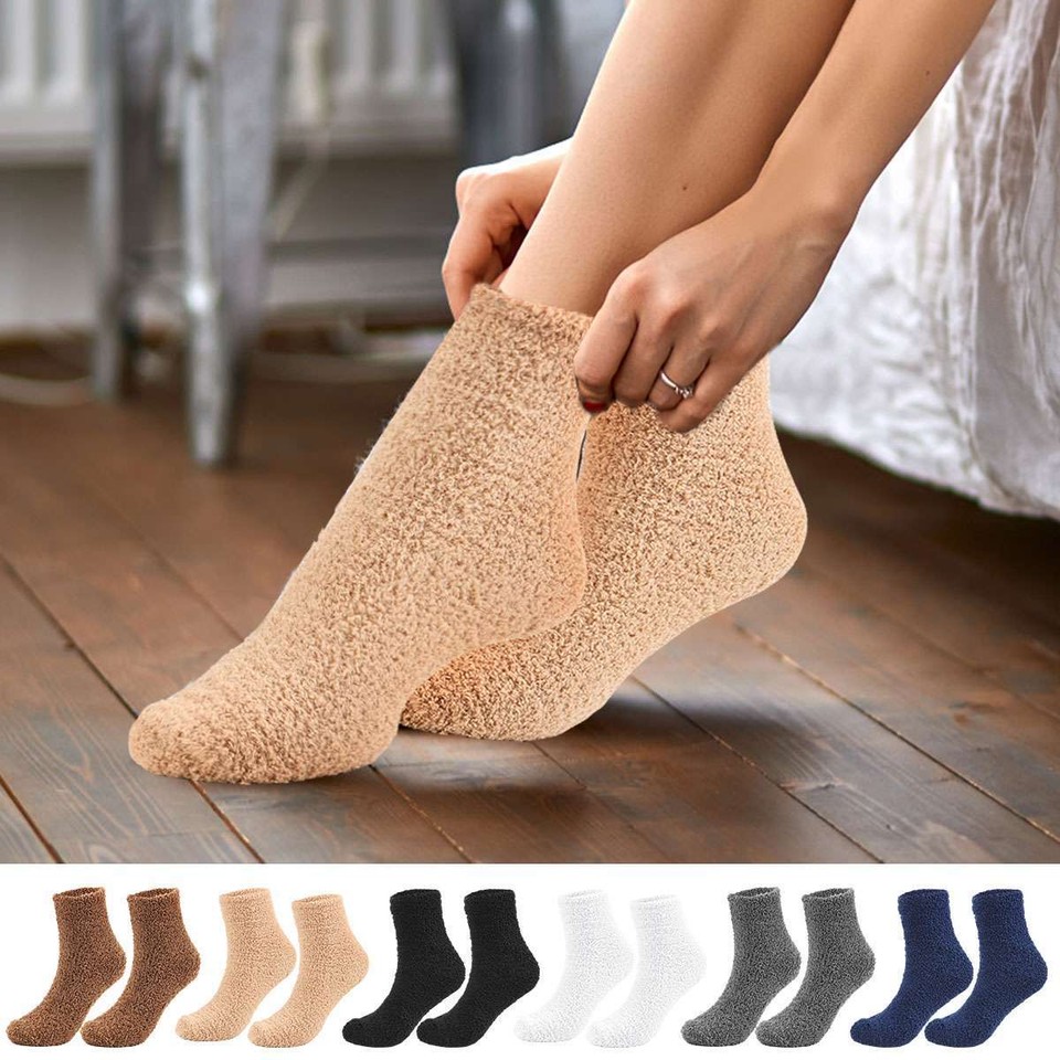 1/3Pairs Men Soft Cosy Fuzzy Winter Warm Home Solid Slipper Socks Plush ...