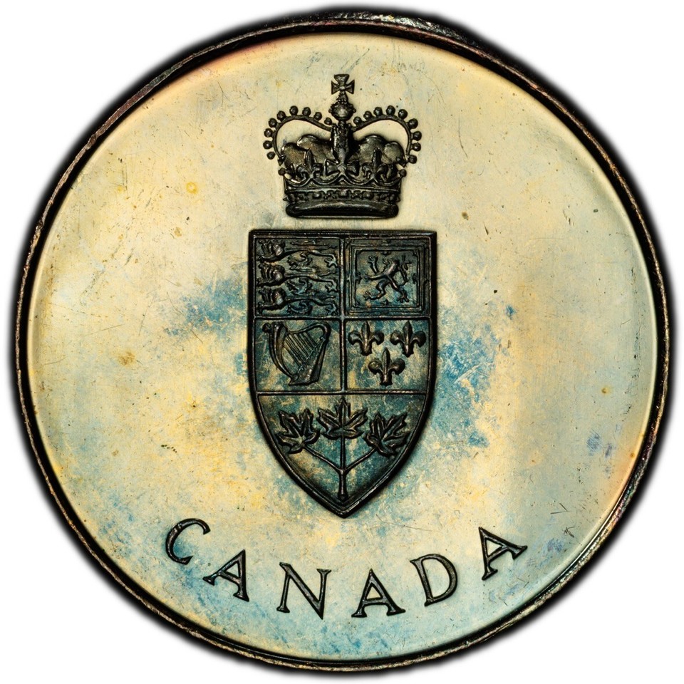 PL65 1967 Canada Silver Centennial Proof Medal, PCGS Trueview- Rainbow ...