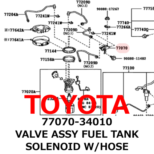 Toyota Genuine Sequoia Tundra Fuel Tank Solenoid Valve Assy 77070-34010 ...