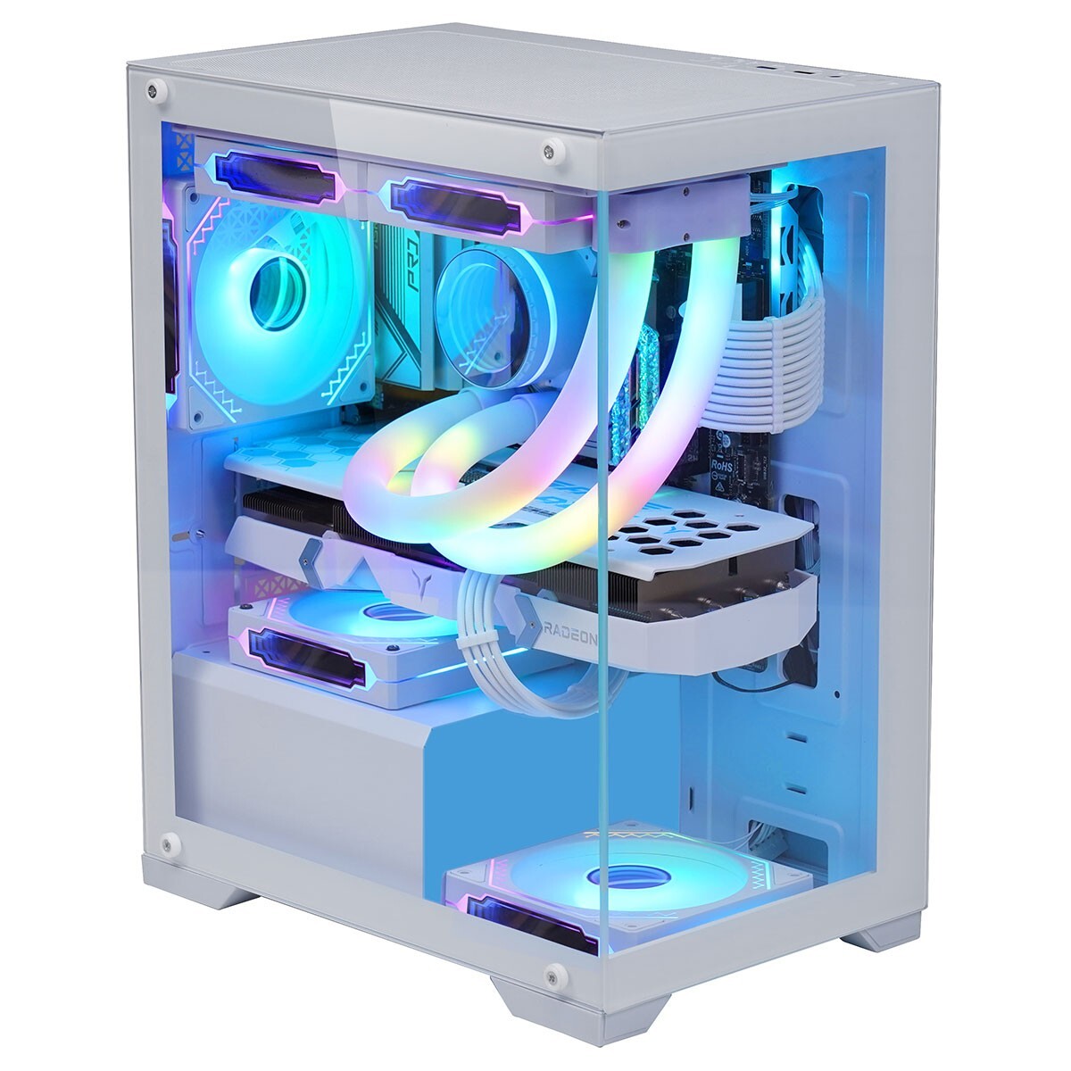 CiT Range White MATX Gaming Tower PC Case with Tempered Glass Panels 3 ...