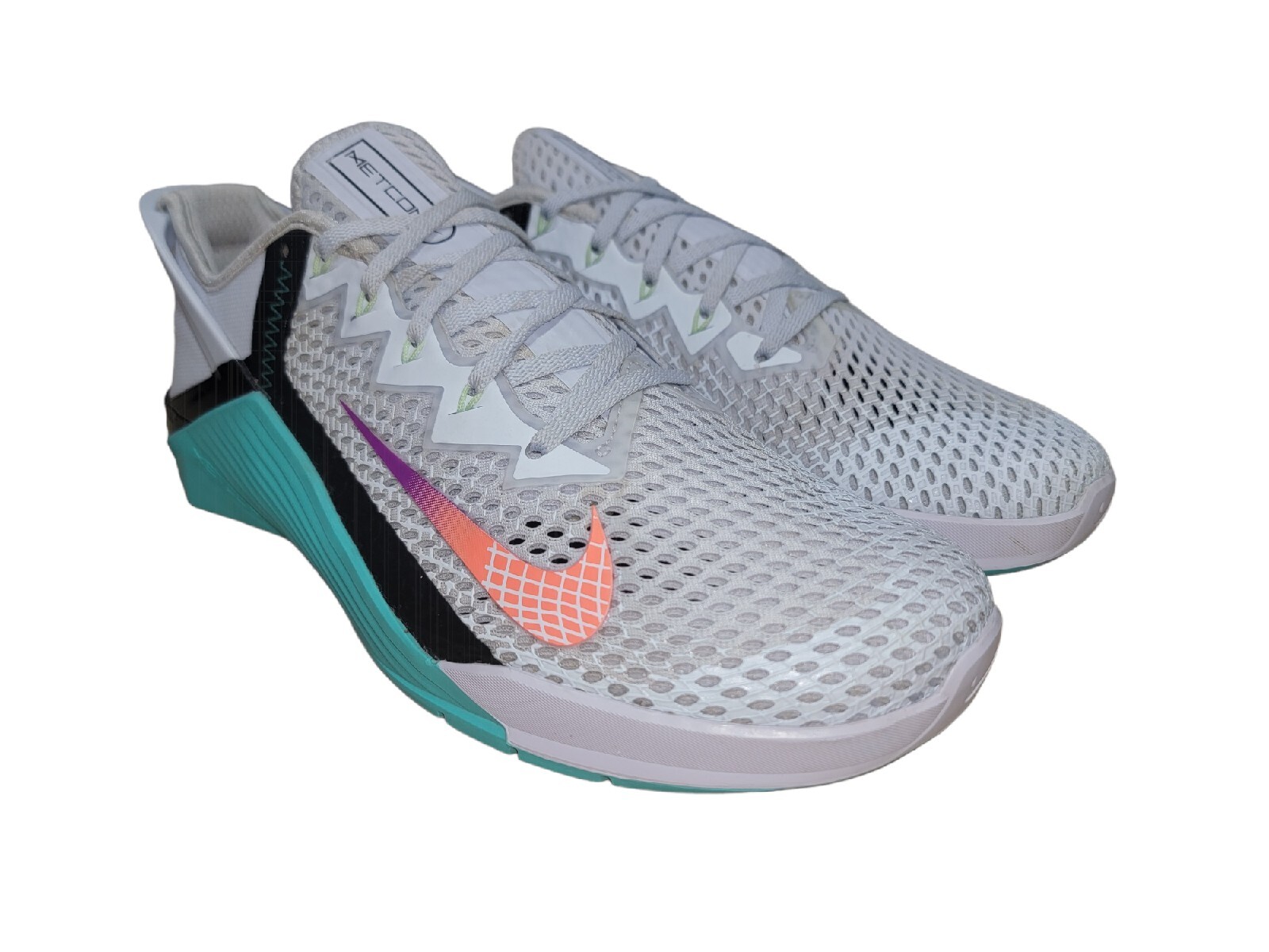 Nike Mens Metcon 6 FlyEase White Aqua Running Shoes D… - Gem