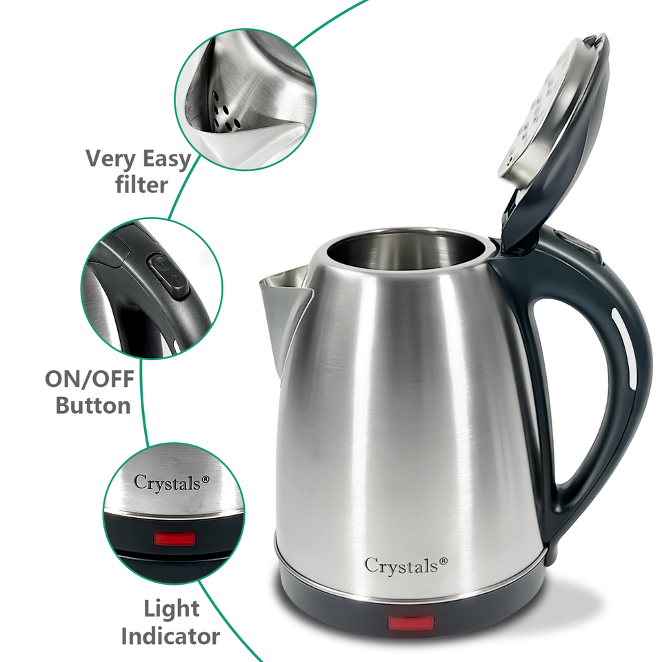 Electric Kettle Stainless Steel Cordless Jug 1.8L Overheat Protection ...