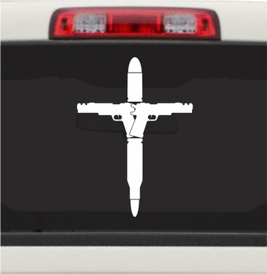 Gun Bullet Cross Sticker Vinyl Decal Truck Back Window Decal Religious ...
