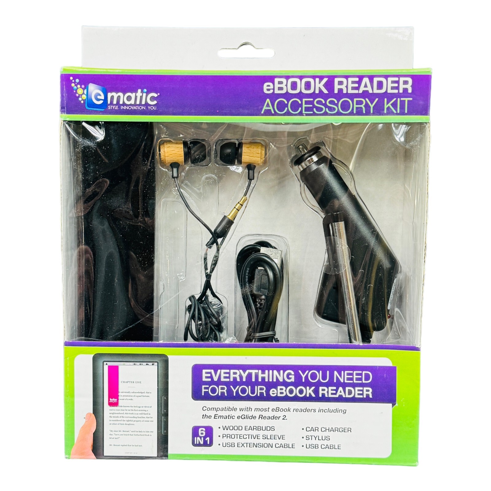 Ematic Universal eBook Reader Accessory Kit EA104 6-in-1 Car Charger ...