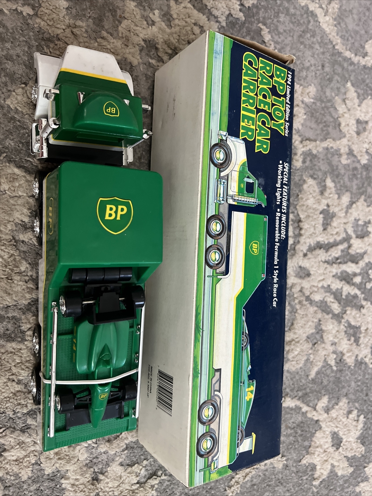 BP Toy Truck Race Car Carrier Formula 1 Working Lights 1994 Limited ...