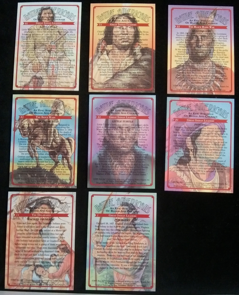 1995 Bon Air Native Americans Trading Card Lot (8 Count) | eBay