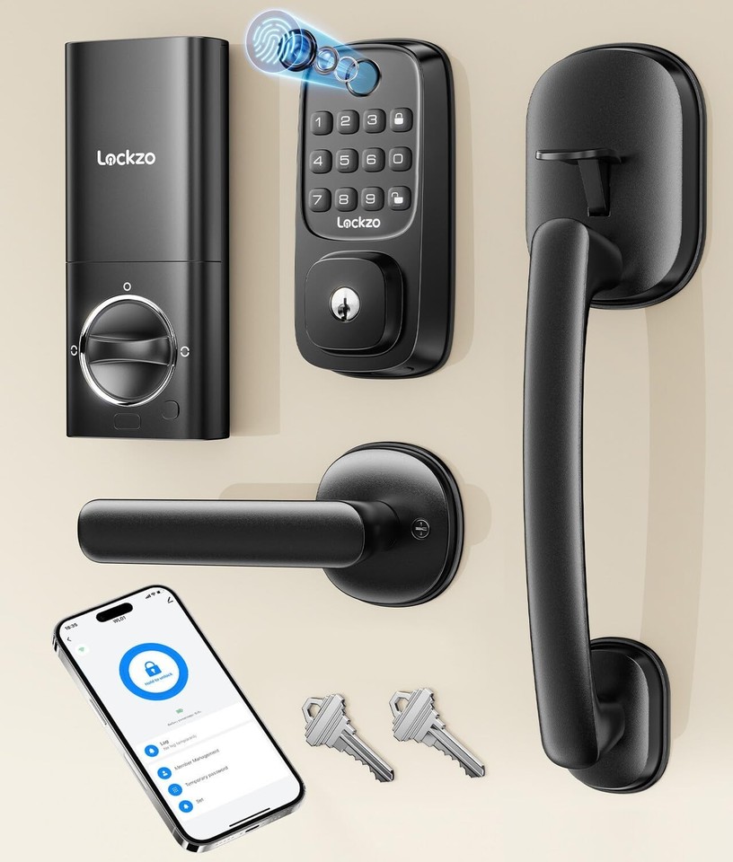 Keyless Entry Smart Deadbolt Lock Set - Fingerprint & Keypad, App ...