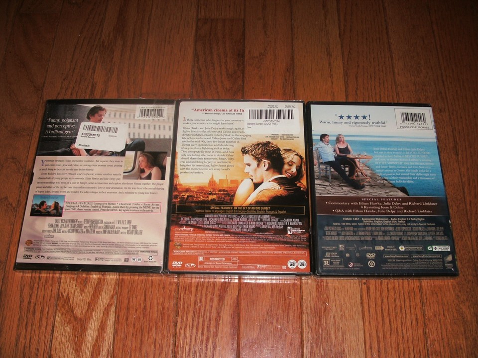 Brand New Sealed. The Before trilogy on DVD. Sunrise, Sunset and ...