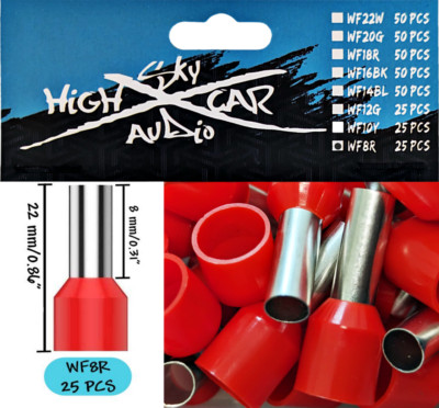 Sky High Car Audio Insulated Aluminum Wire Ferrules 8 Gauge 25 pieces ...