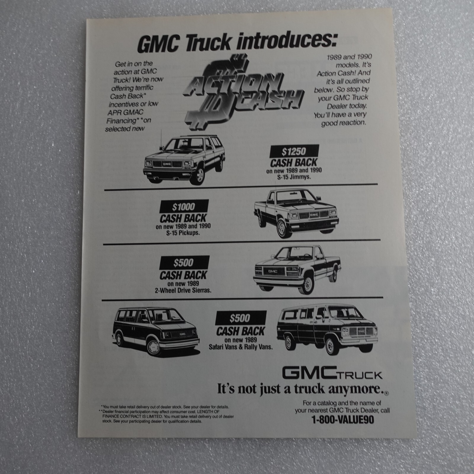 Vintage Print Ad Gmc Truck Sports Illustrated Nov 20, 1989 | eBay