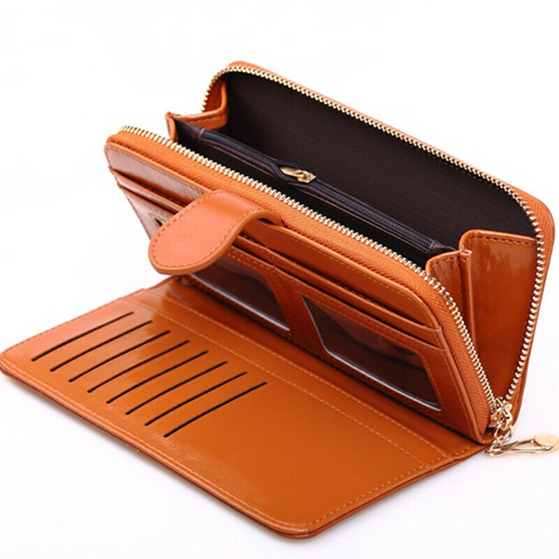 Ladies Women Leather Wallet Long Zip Purse Card Phone Holder Case ...