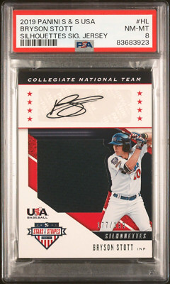 2019 Panini Stars Stripes USA Bryson Stott JERSEY AUTO RC /199 PSA 8 ...