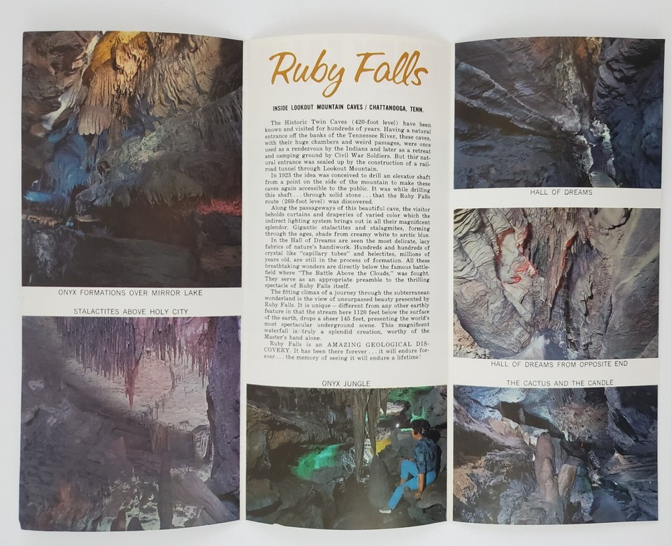 1960s Chattanooga Tennessee Ruby Falls Lookout Mtn Vtg Tourist Travel Brochure | eBay