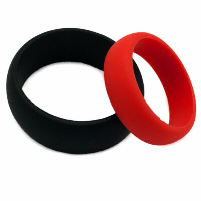SAR - SAFE ACTIVE RINGS His & Hers 8mm 6mm - Black Red Silicon Wedding ...