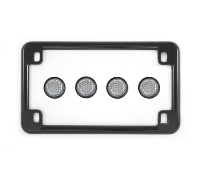 Gloss Black License Plate Frame w/ 4 Clear Reflector Bolts Set | eBay