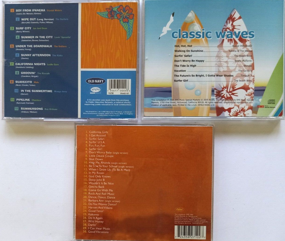 Beach and Summer Rock CDs - The Beach Boys, Beach Party & Bealls Classic Waves | eBay