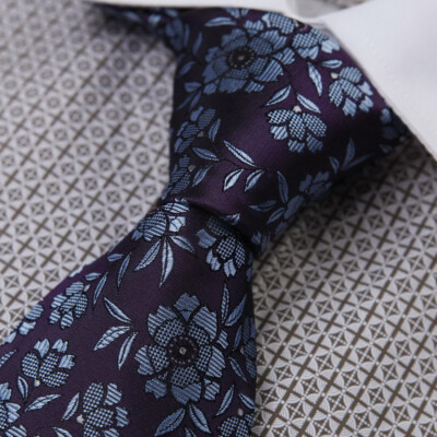 FashionOn FAA2093 Indigo Gray Floral Christmas Gift Idea Silk Mens ...